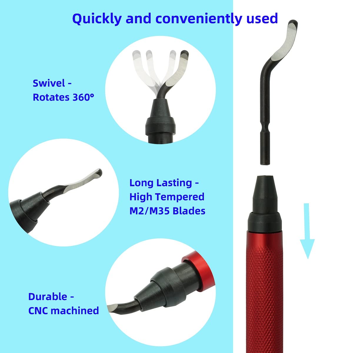 Deburring Tool Kit Metal Handle Chamfer Tool 6.5Inch for Aluminum Steel ...