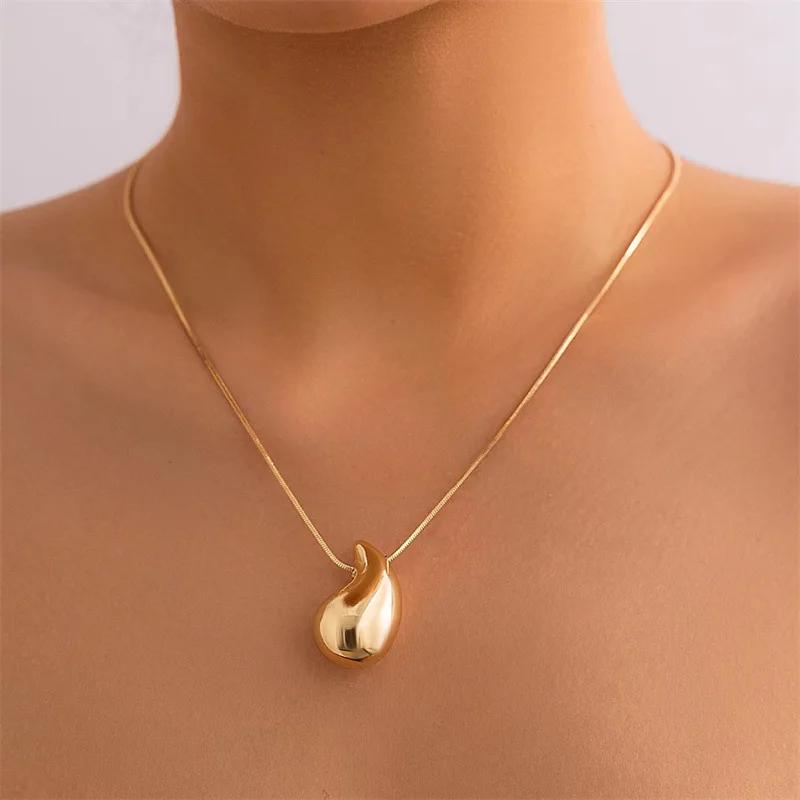 New Gold Color Stainless Steel Necklace For Women Jewelry Metal Vintage ...
