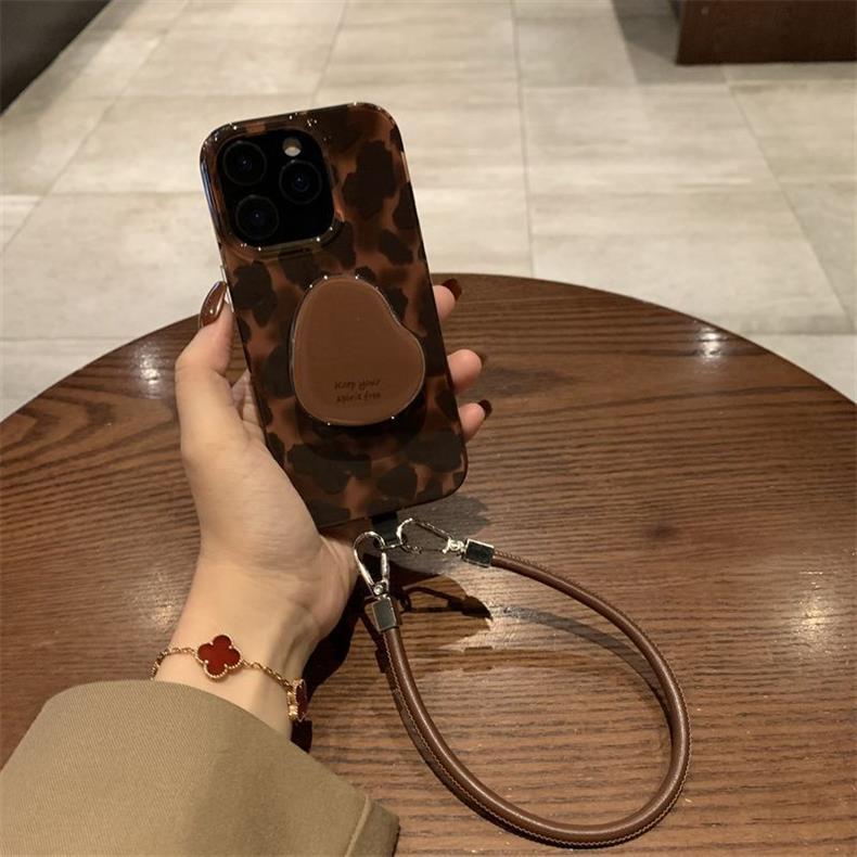 Premium Amber Leopard Print Stand Phone Case Double Layer IMD-B402 ...