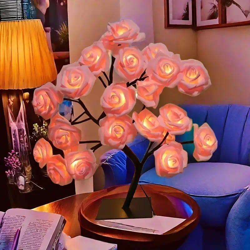2025 Valentine's Day Pink Rose LED Light Tree – Romantic Desktop ...