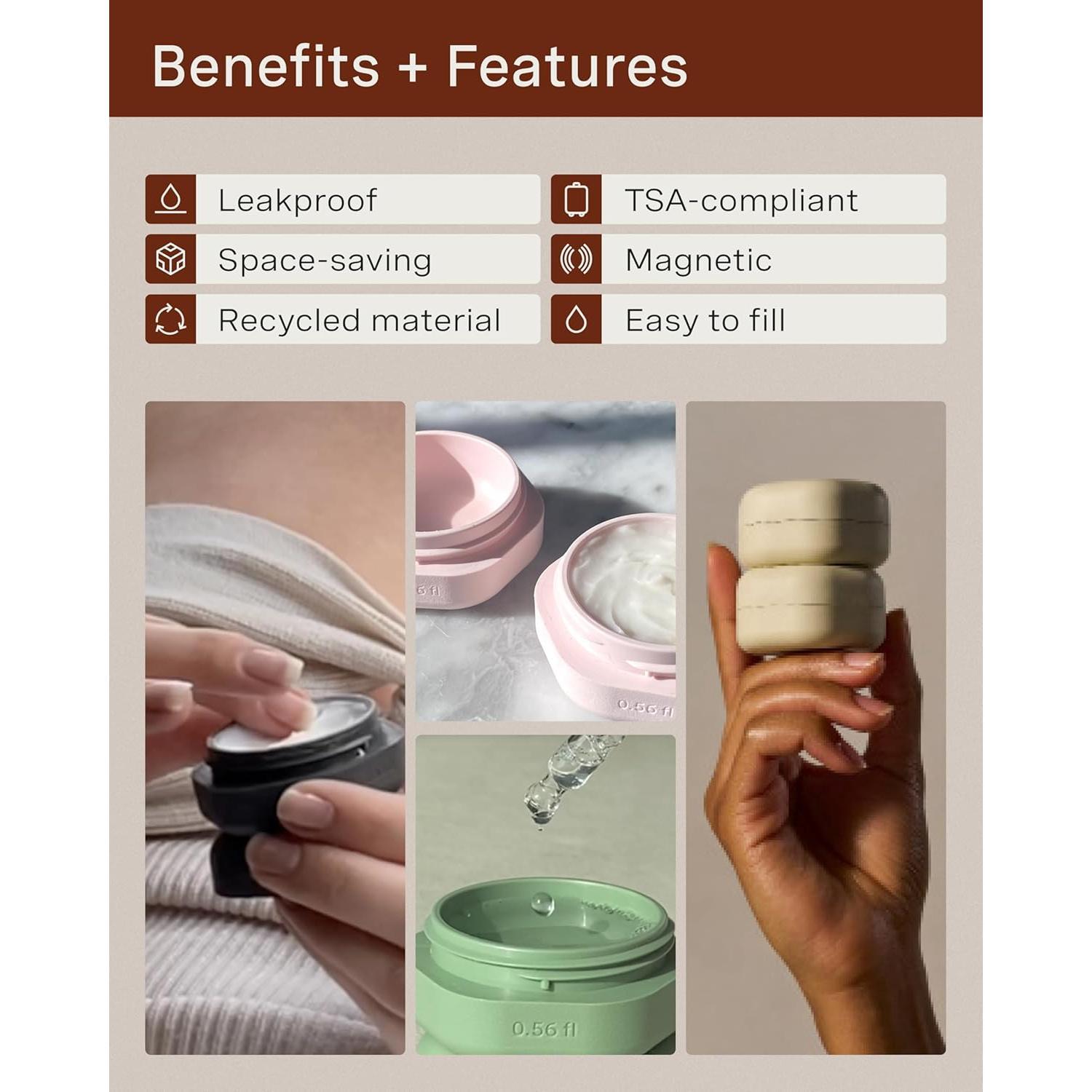 Travel Containers Basic Skincare Set - Containers with Lids,Carry On ...