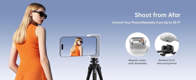 Bluetooth Camera Shutter Grip for iPhone Android 360°Rotation Wireless ...