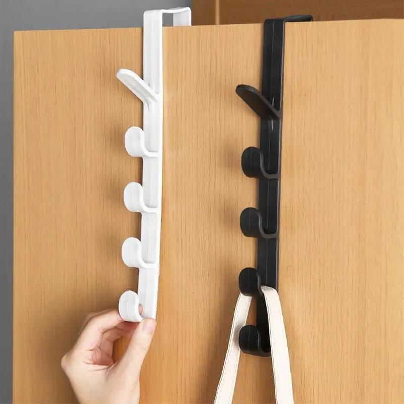 Door Back Hook, 1 Count 5-hook Hanging Storage Rack, Punch-free Coat ...