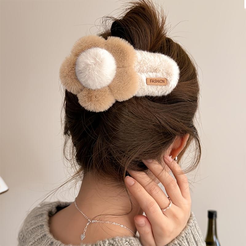 Fluffy Flower Clips for Girls, Dressy Sweet Style Knit Fabric ...