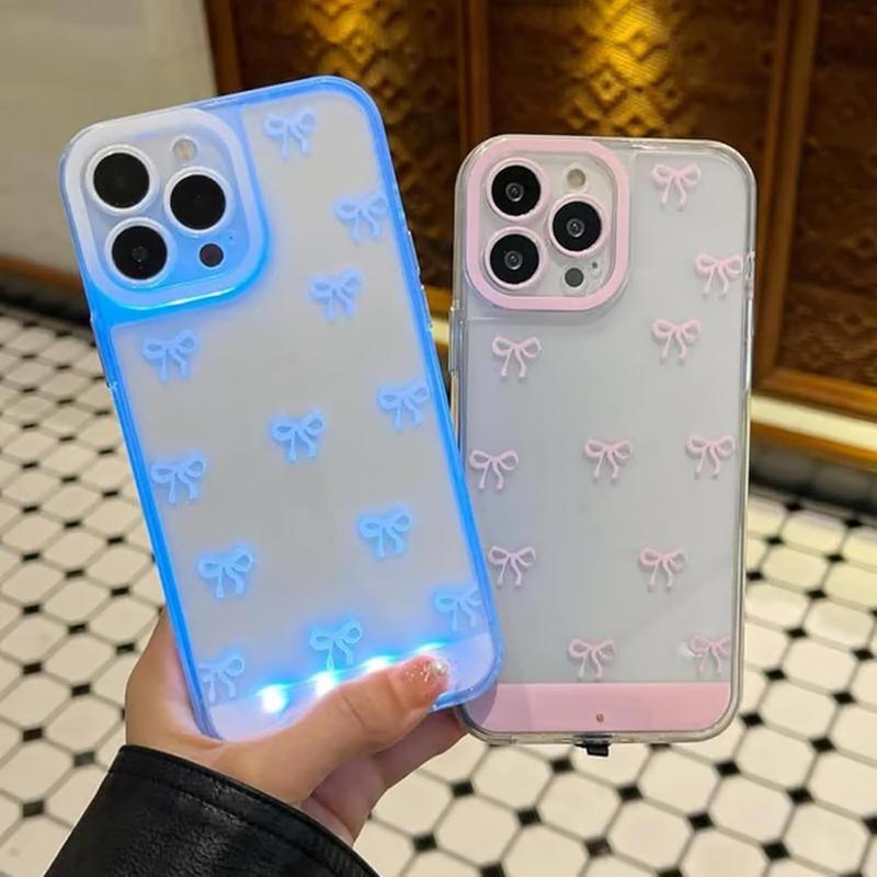 Cute Bowknot LED Light-Up Case for iPhone 17/16/15/14/13/12/11 Pro Max ...