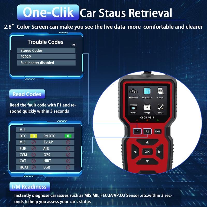 Car OBD2 Scanner Diagnostic Tool Code Reader, Car Voltage Tester Engine ...