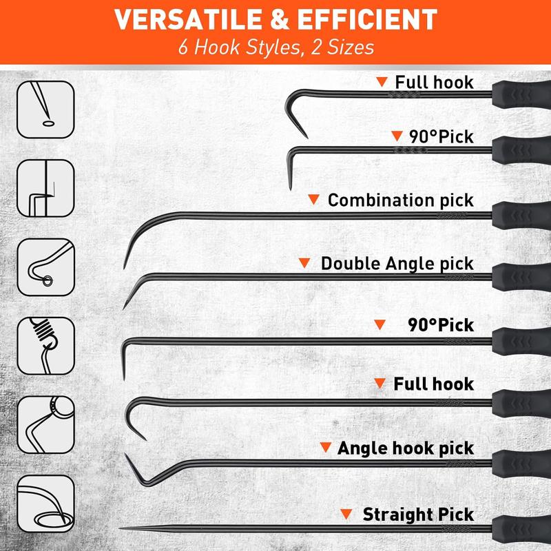 8- Professional Hook and Pick Set for Automotive Precision Work, Oil ...
