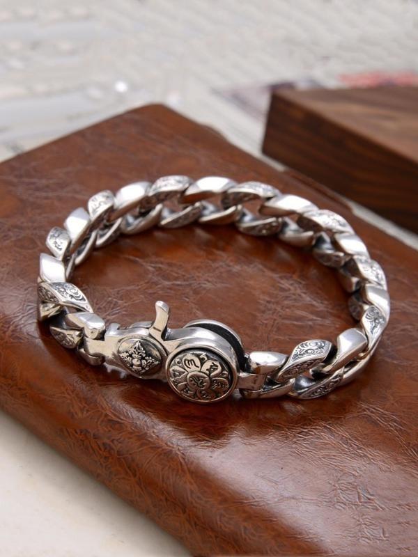 S925 Silver Plated Unisex Neutral Style Rotatable Fashion Bracelet ...