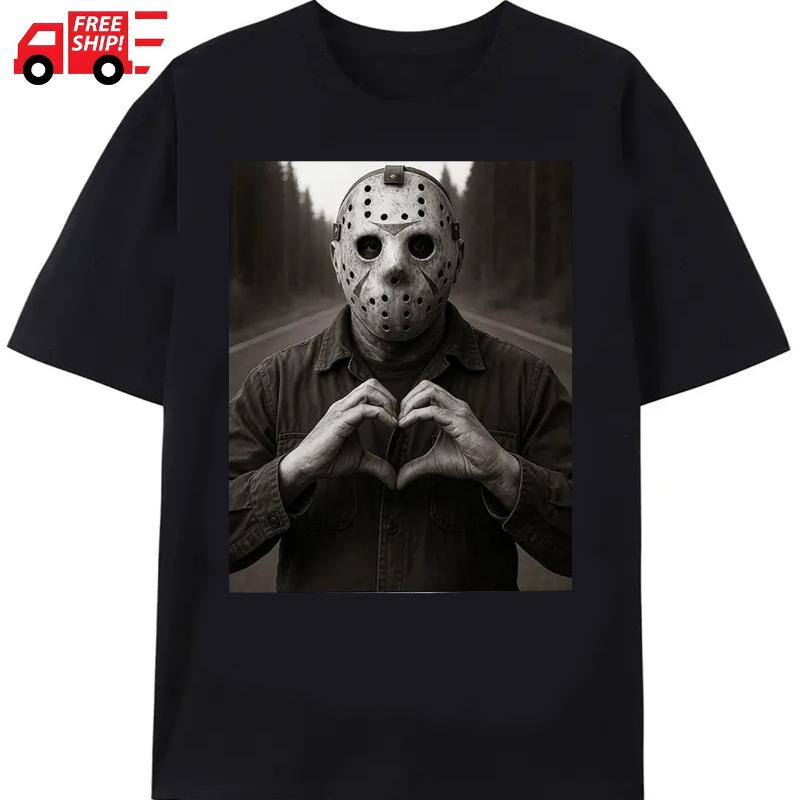 Funny Jason Horror Character Selfie Halloween Meme Tee, Jason Heart ...