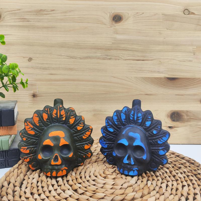 Ancient Aztec Death Whistle, Ceramic Wind Instrument with Lacquer ...