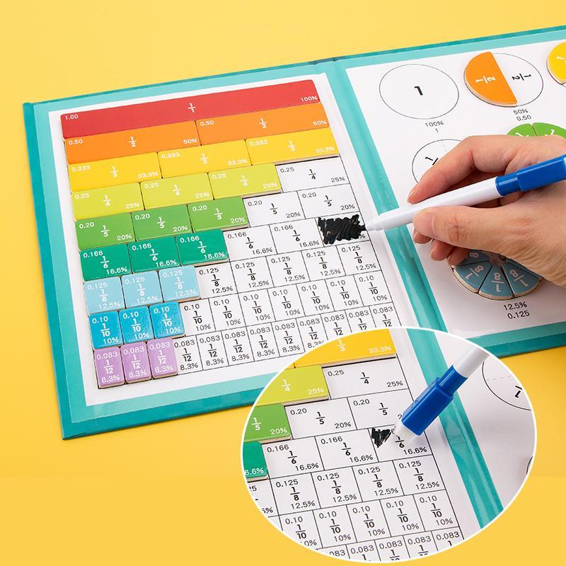 Magnetic Fraction Recognition Board Toy Set, Erasable Addition and ...