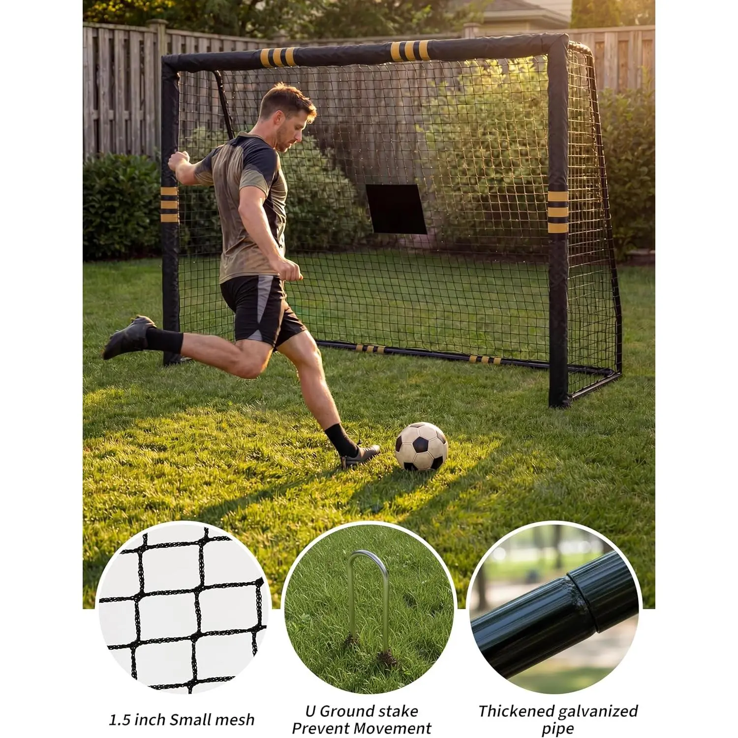 8x5ft Portable Steel Soccer Goal, Heavy Duty Backyard Soccer Goal with ...