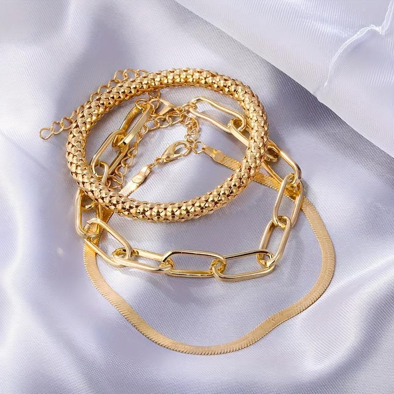 2025 New [3pcs Chic Snake Chain Bracelet] Elegant 3pcs Snake Chain ...