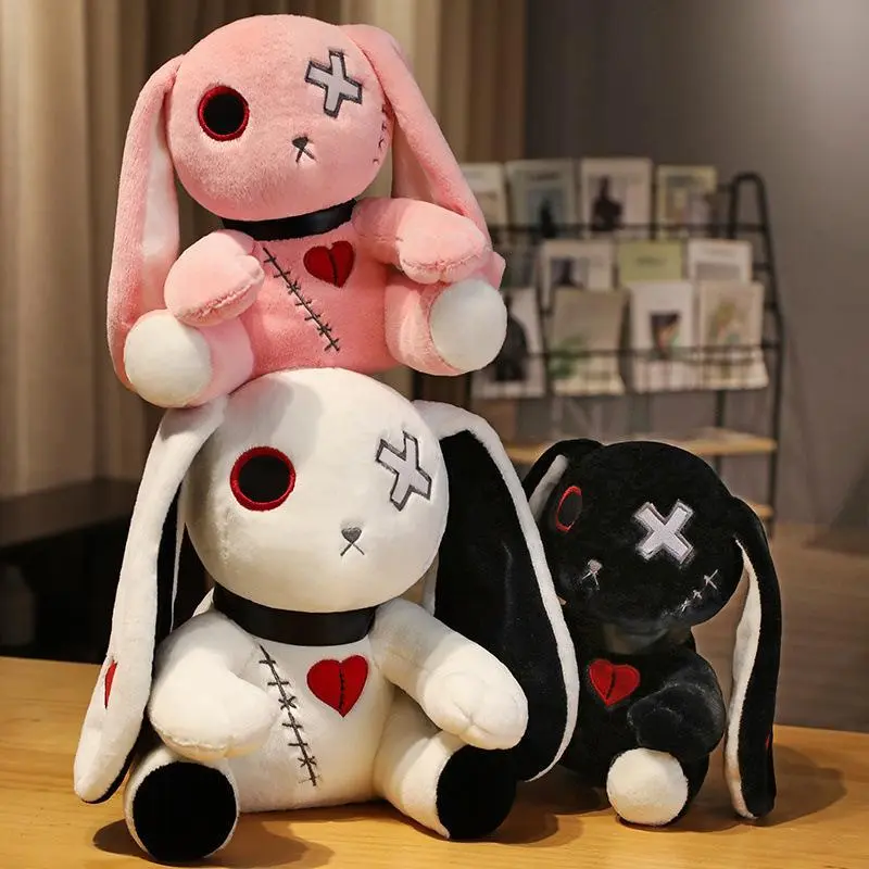 1pc Creepy Goth Bunny Plush Crazy Rabbit Plushie Toys, Spooky Gothic ...
