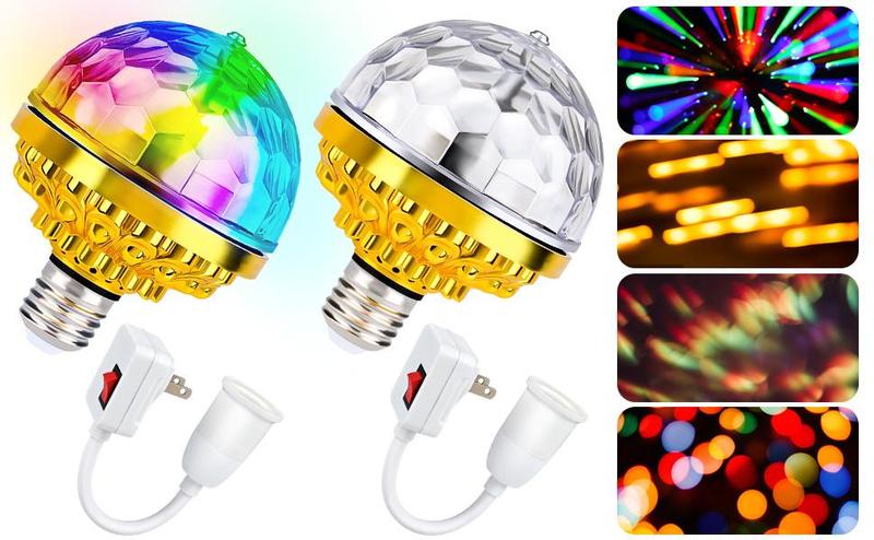 Colorful Rotating Magic Ball Lamp Spinning LED Strobe Lamp Bulb Home ...
