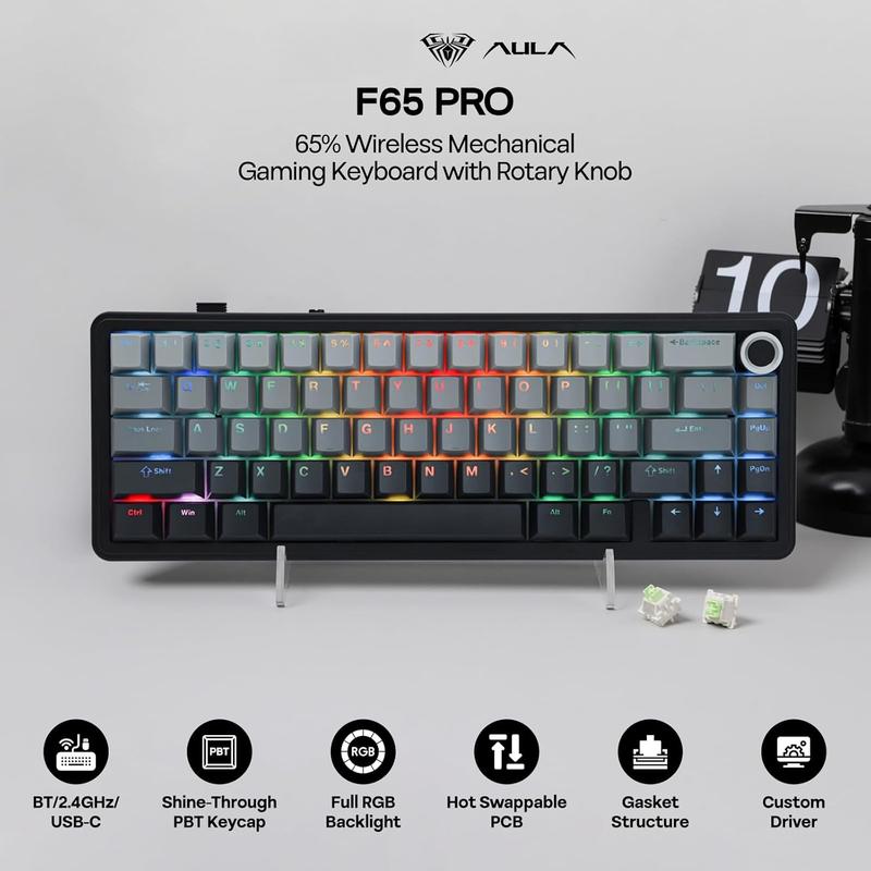 X Aula F65 PRO Mechanical Gaming Keyboard, Hot-Swap, 5-Layer Padding ...