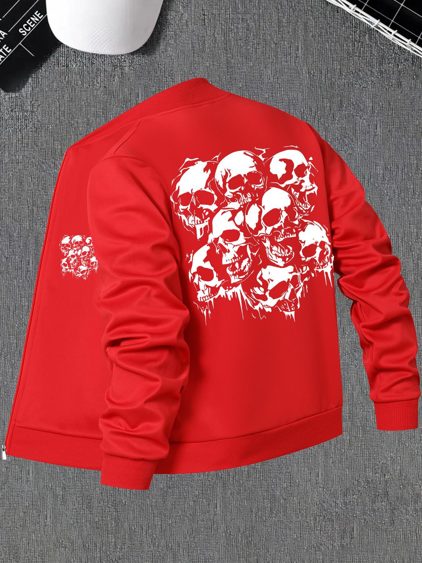 Men's Regular Fit Letter Print Pocket Jacket, Casual Streetwear Long ...