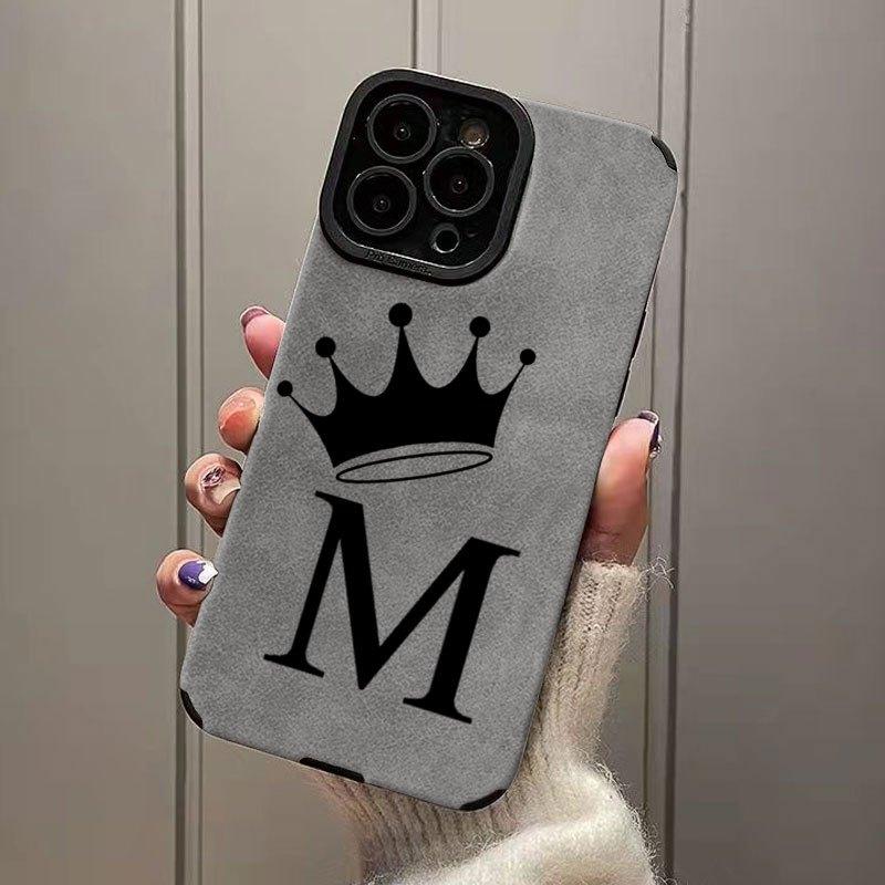 Simple crown and letter M pattern phone case for iPhone Air 17 16 15 14 ...