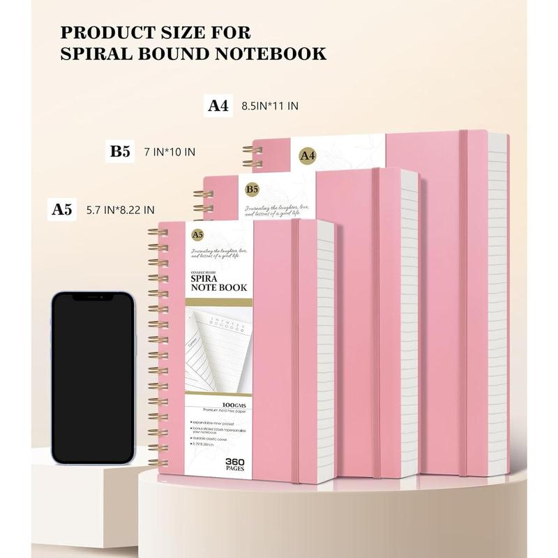 Pink Spiral Notebook Journal College Ruled 8.5''x 11'', 360 Pages Lined ...