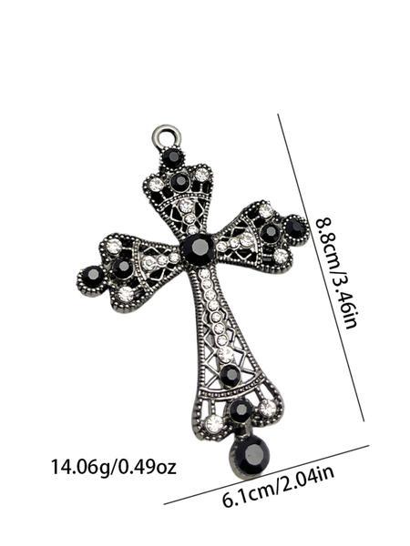 1 cross shaped alloy pendant, used for DIY jewelry making, necklace ...