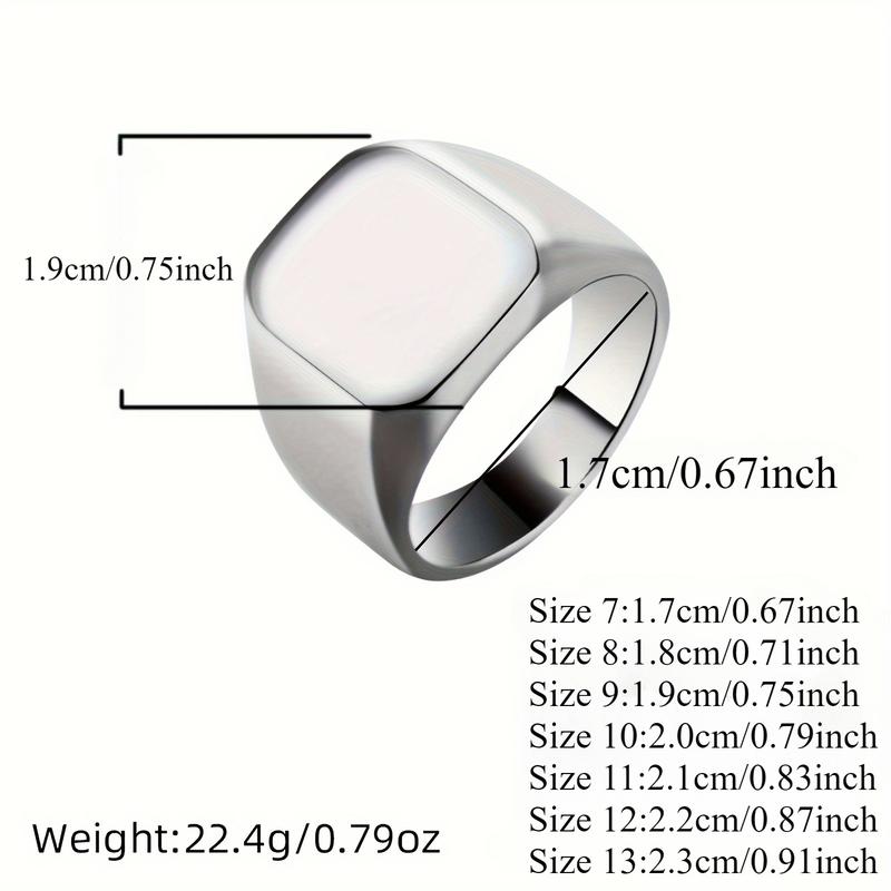 Simple and Smooth Square Stainless Steel Elegant Men's Ring Suitable ...