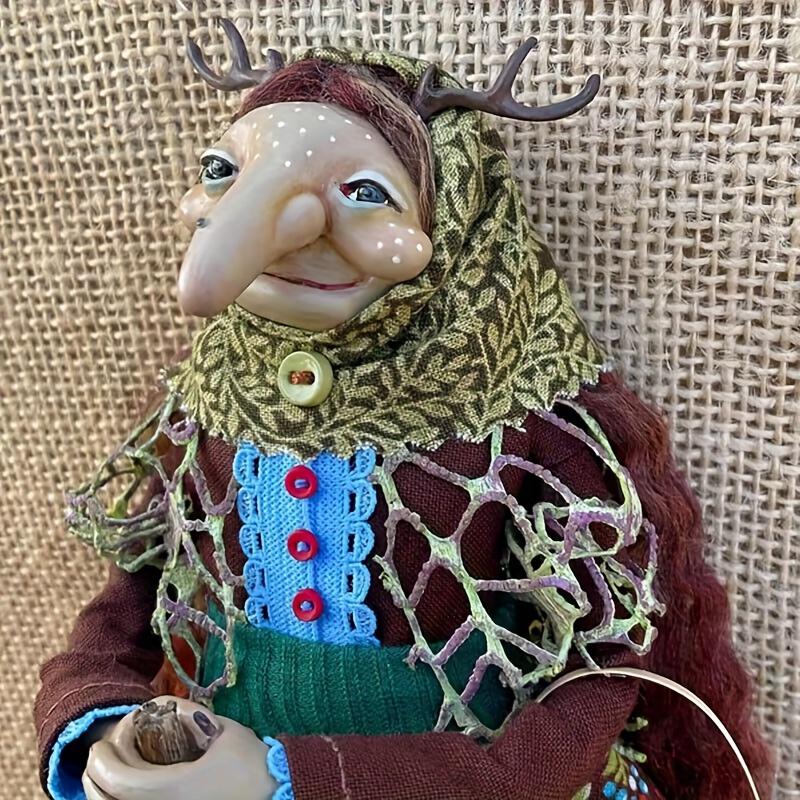 Handmade Resin Kitchen Witch Doll - Floral And Polka Dot Easter Decor ...