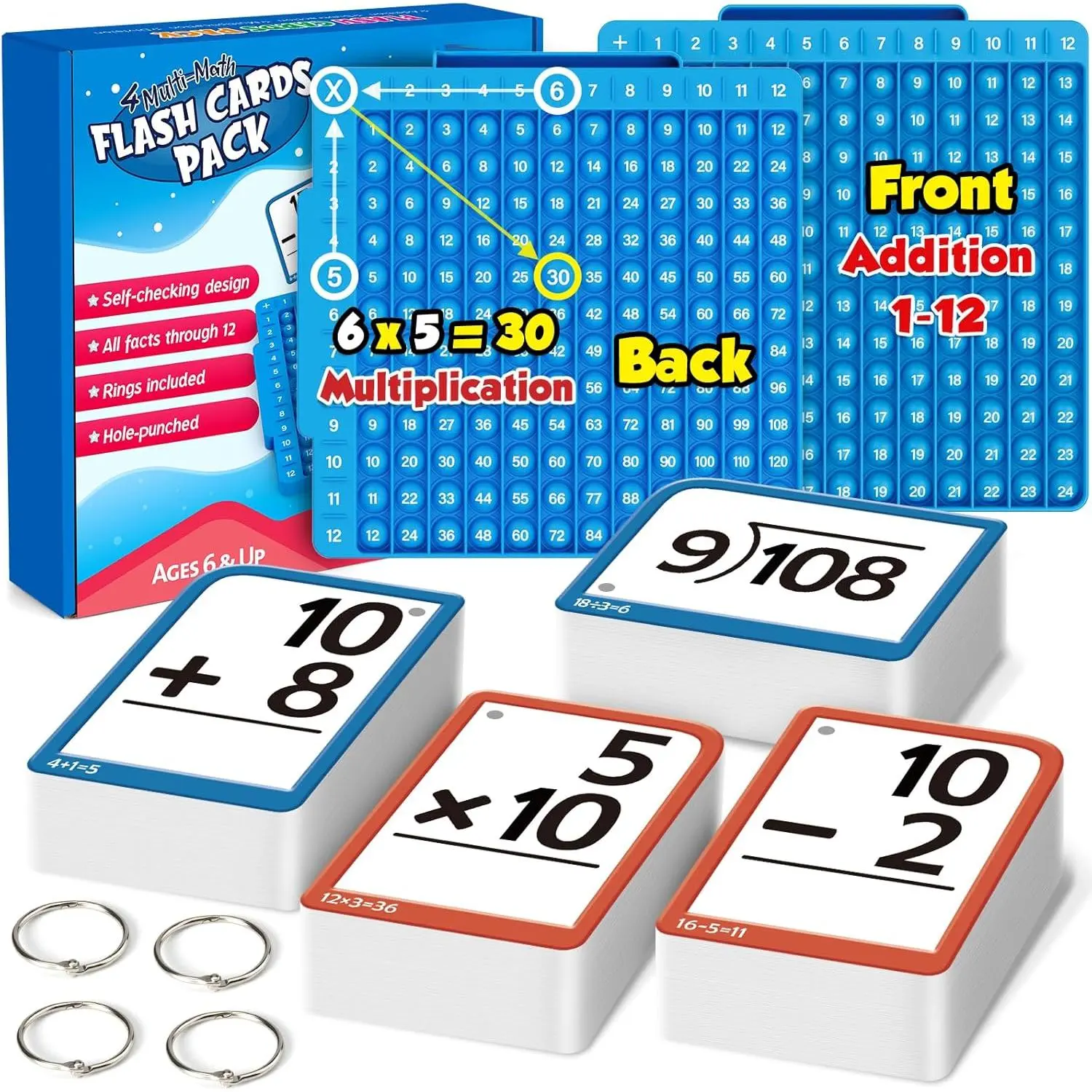 Math Flash Cards + Math Board, Multiplication Flash Card Times Table ...