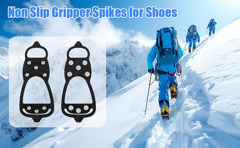2 Pairs Ice Cleats for Shoes and Boots, 8 Steel Gripper Spikes Non-Slip ...