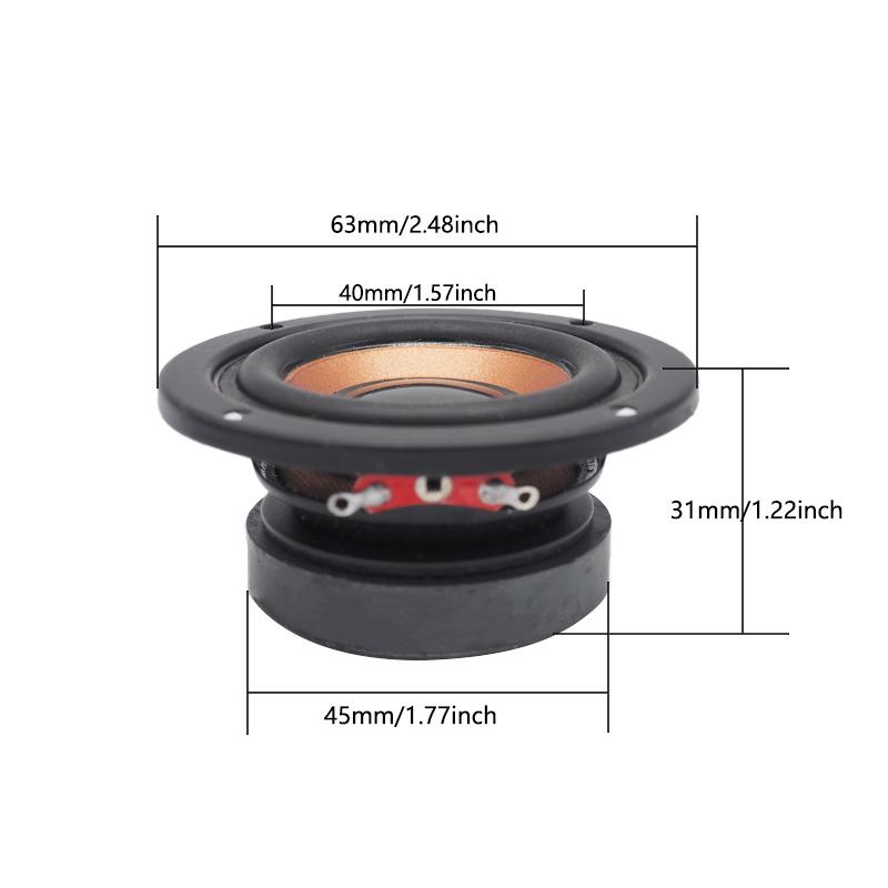 2 pcs/lot 63mm 4 ohm 5W Speakers Subwoofer 45 Core Magnetic Round Bass ...
