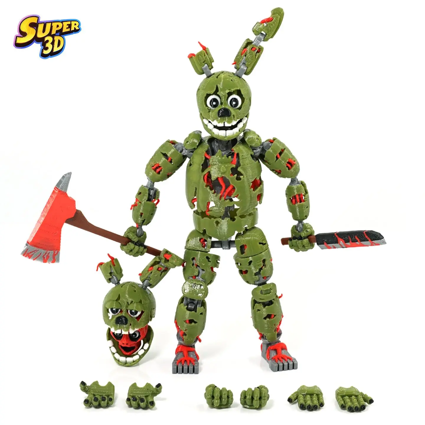 3D Printed Five Nights at Freddy's 3 Springtrap T13 Action Figure Multi ...