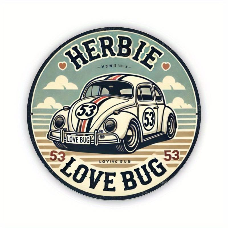 1 Piece Herbie's Love Bug Retro Car Design - 8x8 Inch Round Waterproof ...