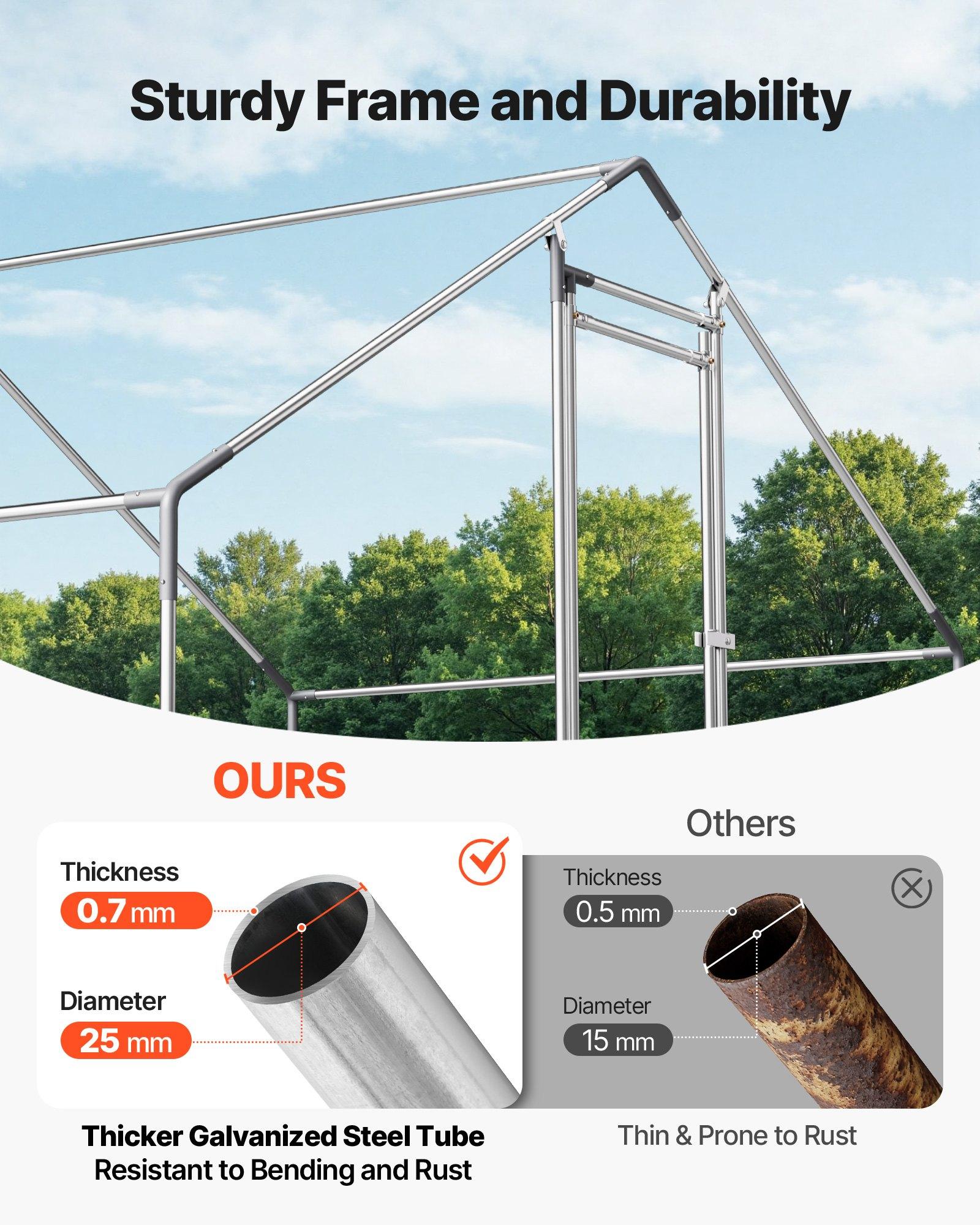 VEVOR Metal Chicken Coop, 9.8x19.6x6.5 ft Large Walk-in Chicken Runs ...