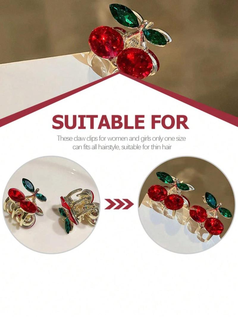 Cute Cherry Decor Hair Claws, Super Cute Clips, Colorblock Hair ...