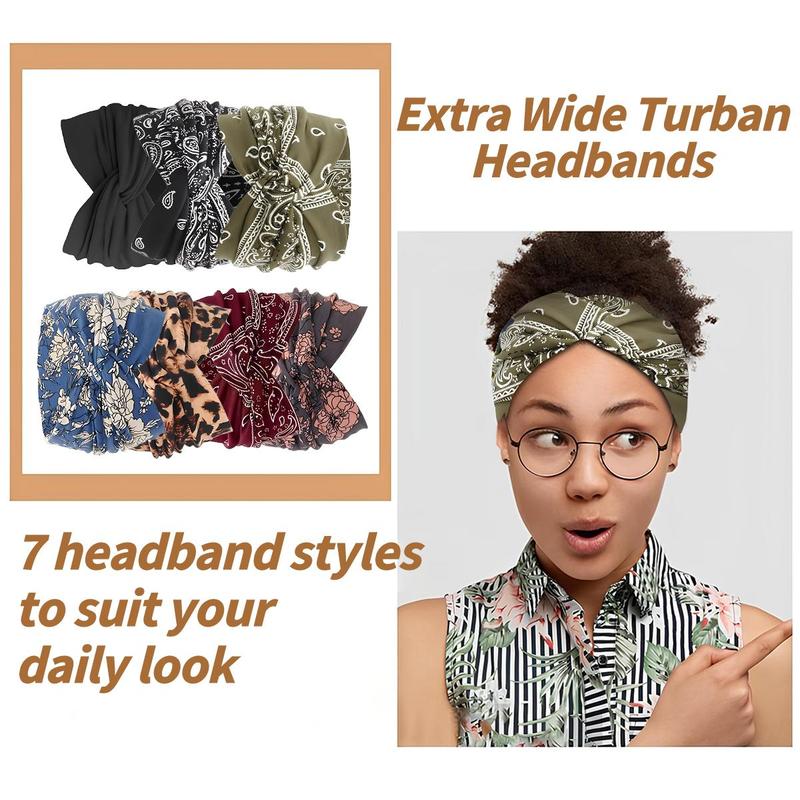 Assorted Print Wide Bandana Knot Headbands Criss Cross Head Wrap Hair ...