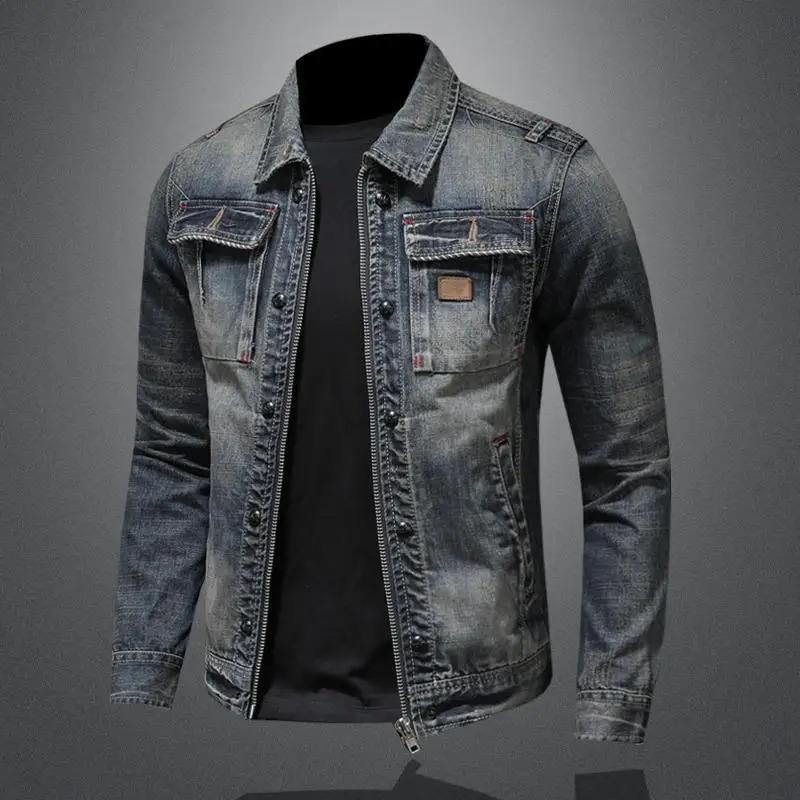Men's Retro Classic Denim Jacket Autumn Street Trend Handsome Riding ...