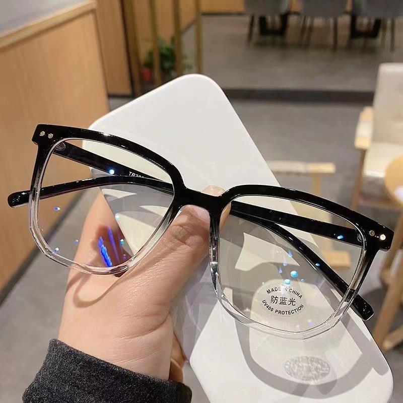 Square frame Myopia Glasses Men Women Anti-blue oversized Eyewear ...