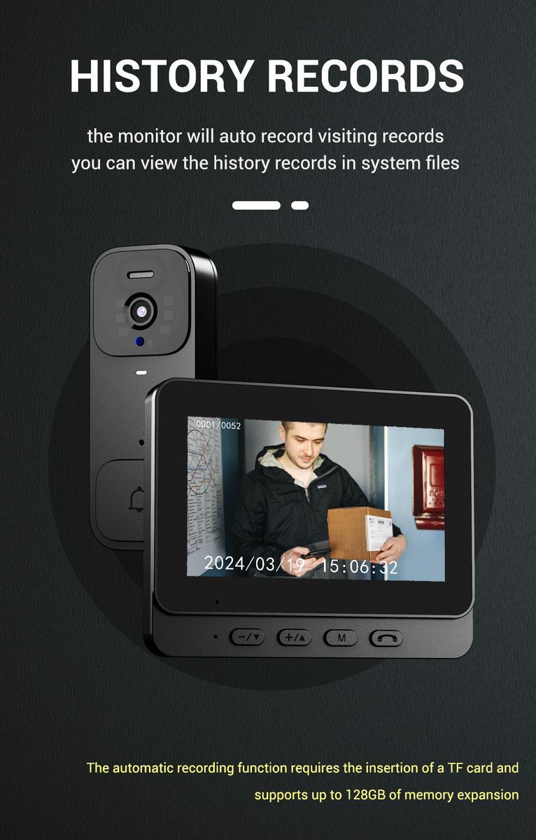 X7/X8 No WiFi Video Doorbell with Monitor – Wireless Doorbell Camera ...