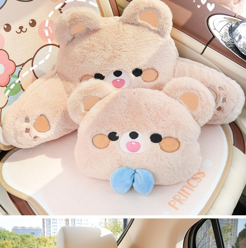 Cartoon Car Headrest Neck Pillow Bear Car Lumbar Pillow All-Season ...