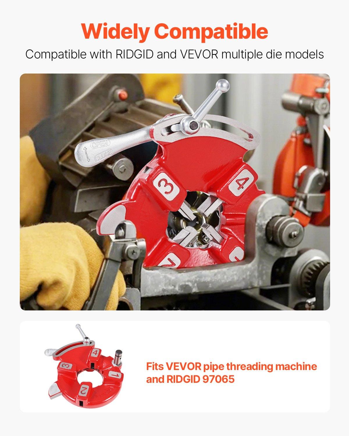 VEVOR Quick Opening Die Head, 1/8" to 2" Right-Handed Pipe Threading ...