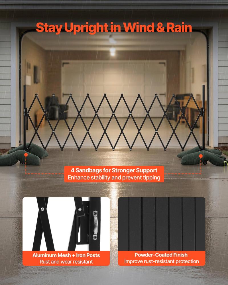 VEVOR Expandable Barricade, 11FT Expandable Safety Barrier, Flexible ...