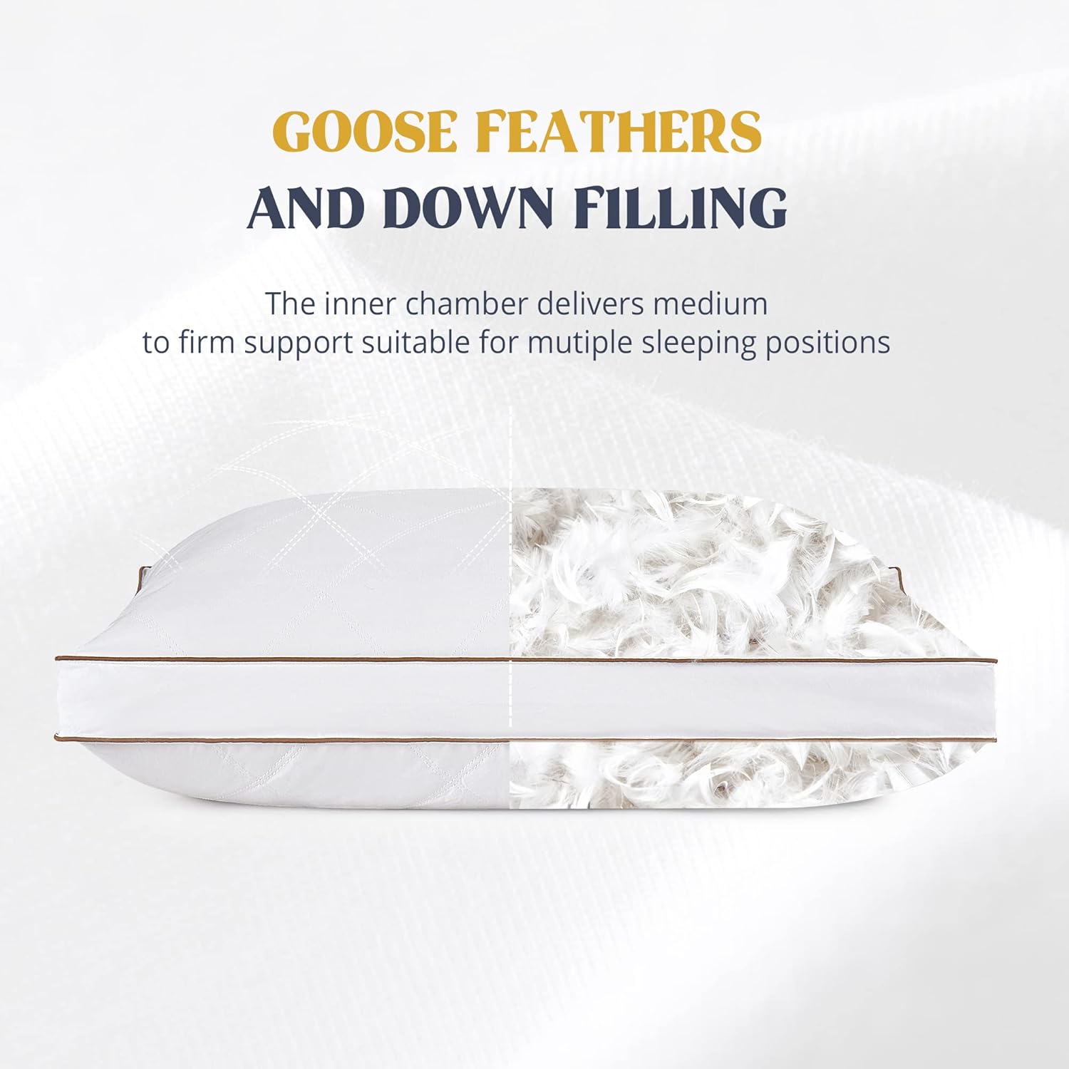 (R) Goose Feathers and Down Pillow for Sleeping Gusseted Bed Hotel ...