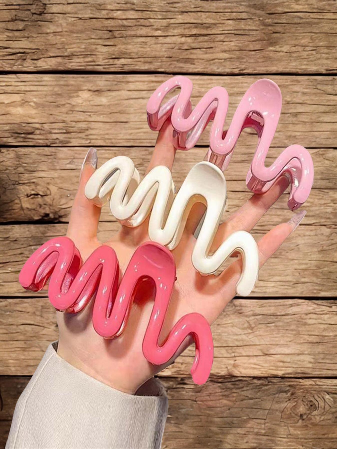 Cute Mixed Color Wavy Design Large Hair Claw Clip, Summer Large Size ...