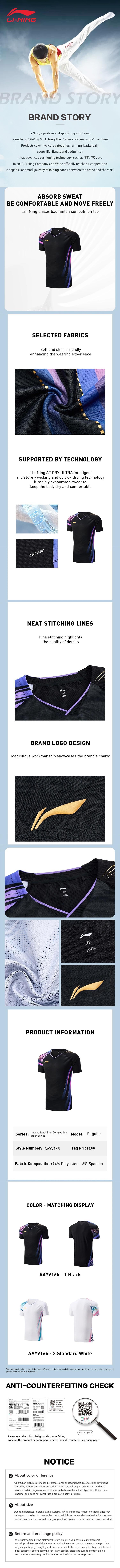 LI-NING Badminton Competition Jersey UNISEX Professional Competitions ...