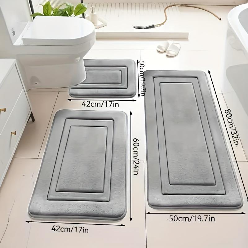 Sponge Density 25D 3-Piece Bath Mat Set Super Absorbent Non-Slip Soft ...