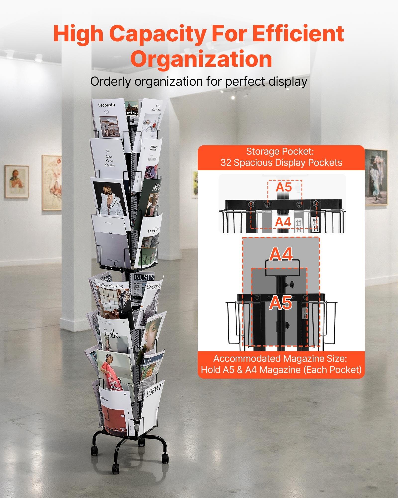 VEVOR Greeting Cards Display Rack, 32 Pockets Rotating Postcard ...