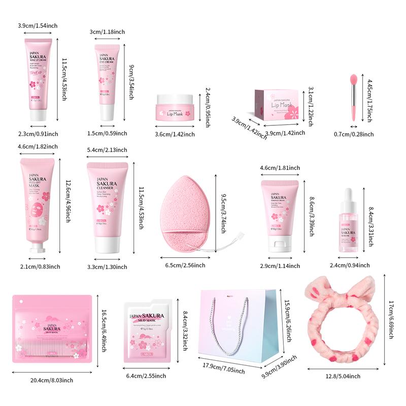 Sakura Skincare Set (1 Set), Facial Cleanser & Cream & Eye Cream ...