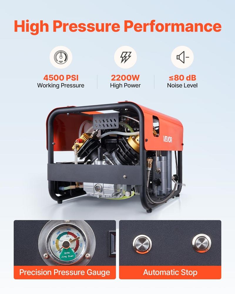 VEVOR PCP Air Compressor, 4500PSI/30Mpa Diving Scuba Tank Air ...