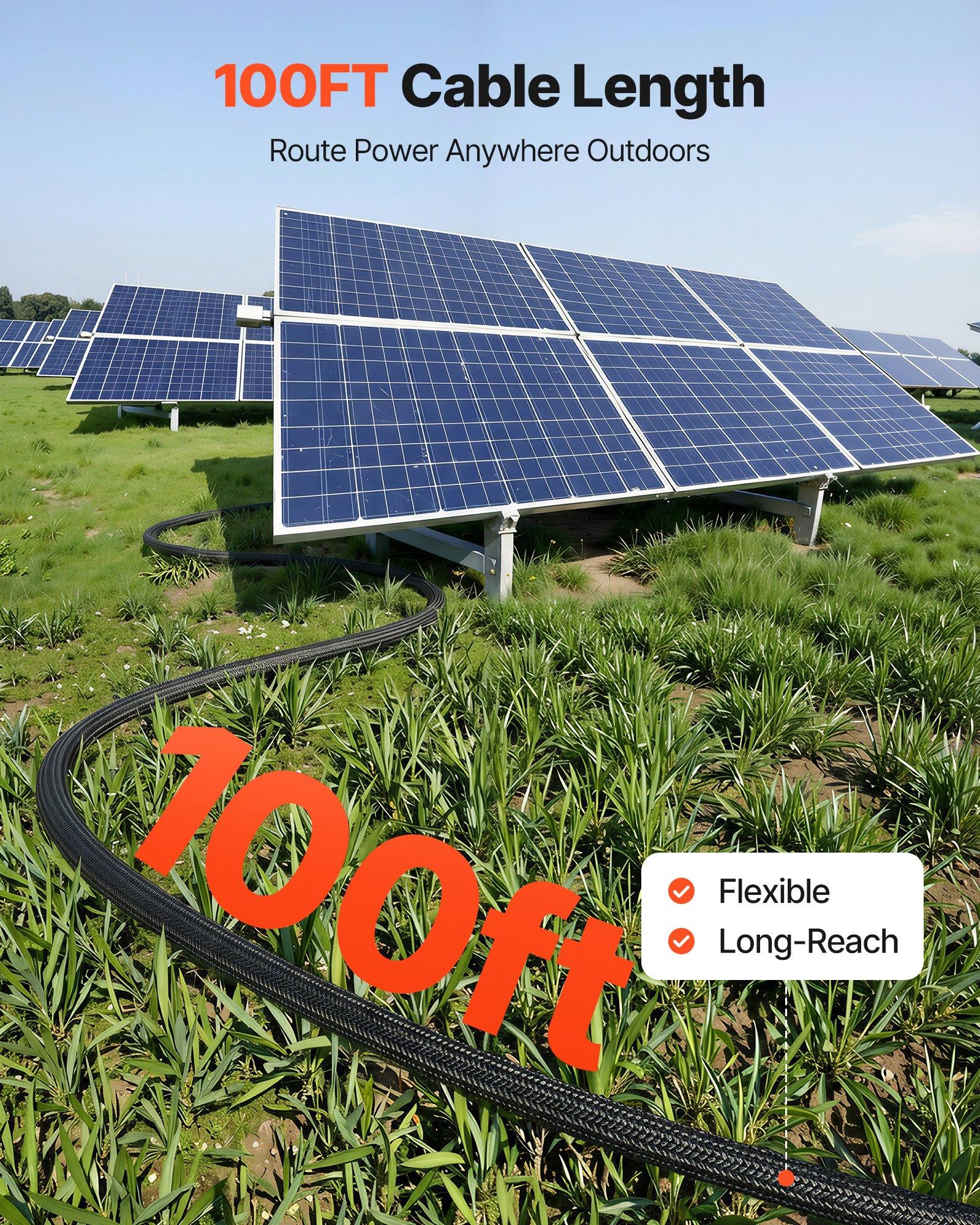 VEVOR 100FT Solar Panel Extension Cable, 10 AWG, Solar Panel Wire with ...