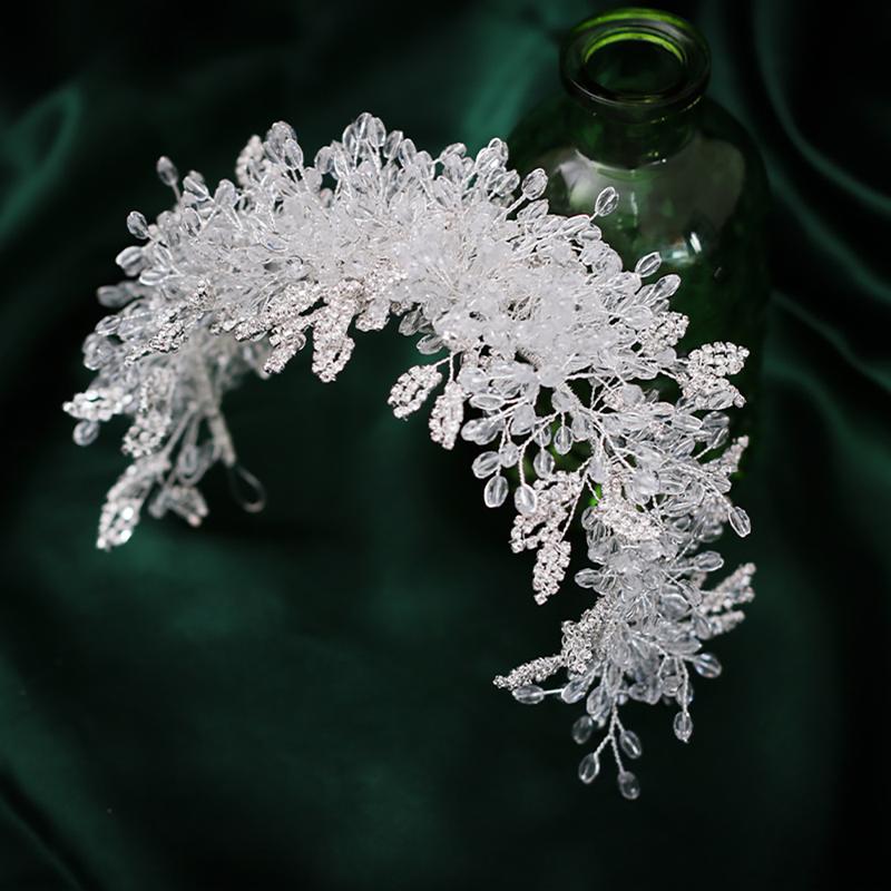 Elegant Wedding Beads Tiara Handmade Headbands Crystal Crown Hair ...
