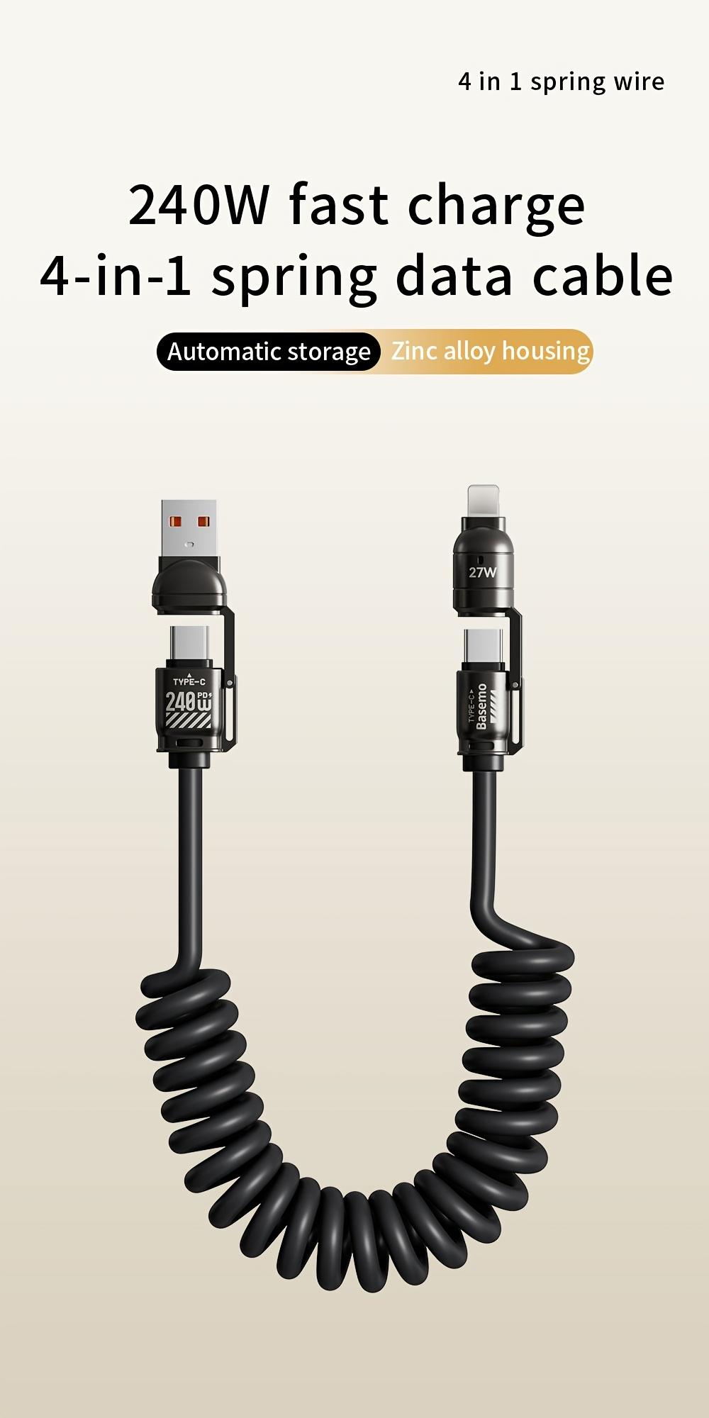 240W super fast charging 4-in-1 USB zinc alloy data cable, high-quality ...